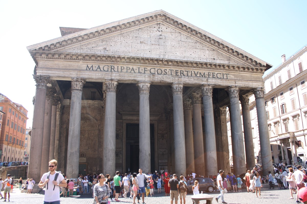Front Side And Top View Of Roman Pantheon